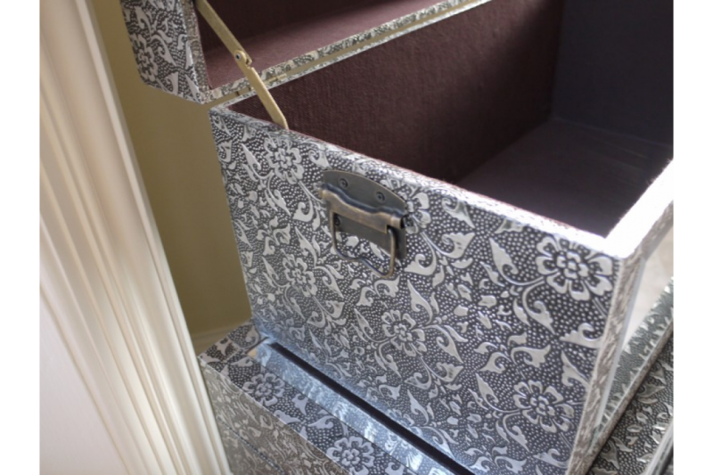 Chic Embossed Metal Mirrored Trunks (Set of 3) - Copperwood Home