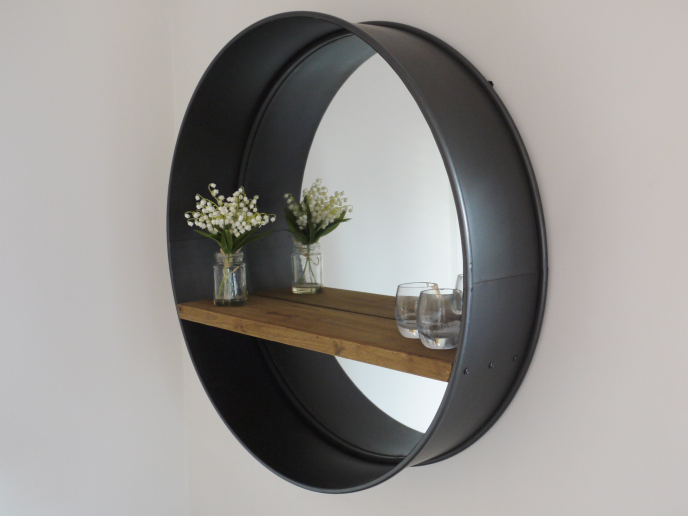 Circular Industrial Metal Mirror - Copperwood Home