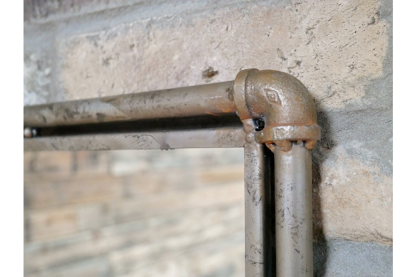 Industrial Pipe Mirror with Shelf - Copperwood Home