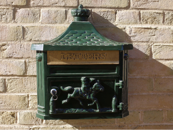 Aluminium Post Box in Green (Wall Mounted) - Copperwood Home
