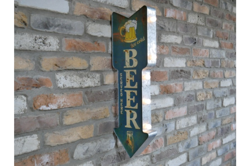 Beer Served Here LED Light Up Wall Sign - Copperwood Home