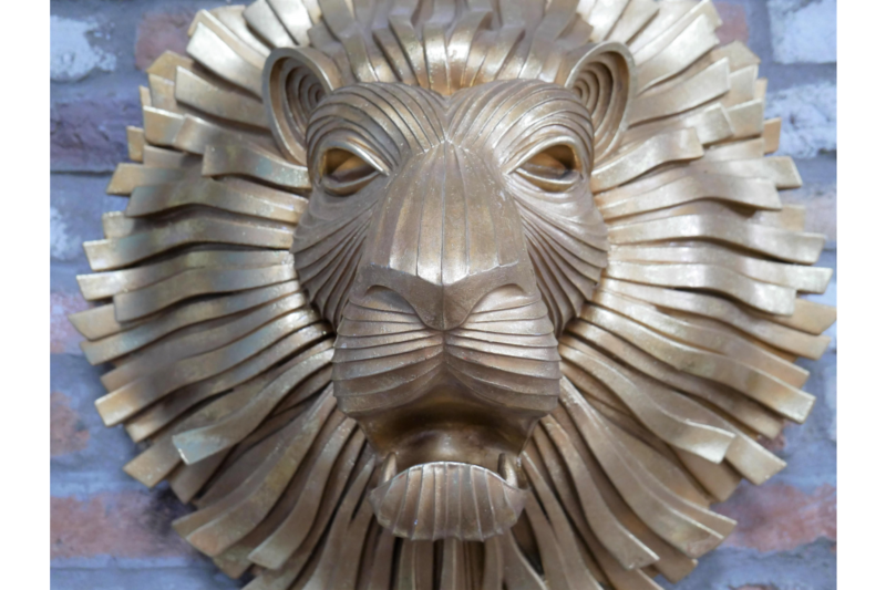 Large Wall Mounted Lion Head (Gold) - Copperwood Home