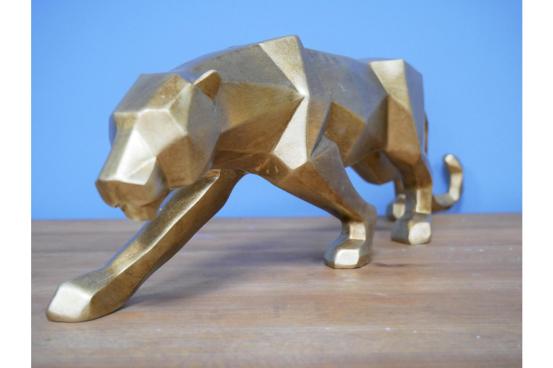 Geometric Golden Leopard Ornament - Copperwood Home