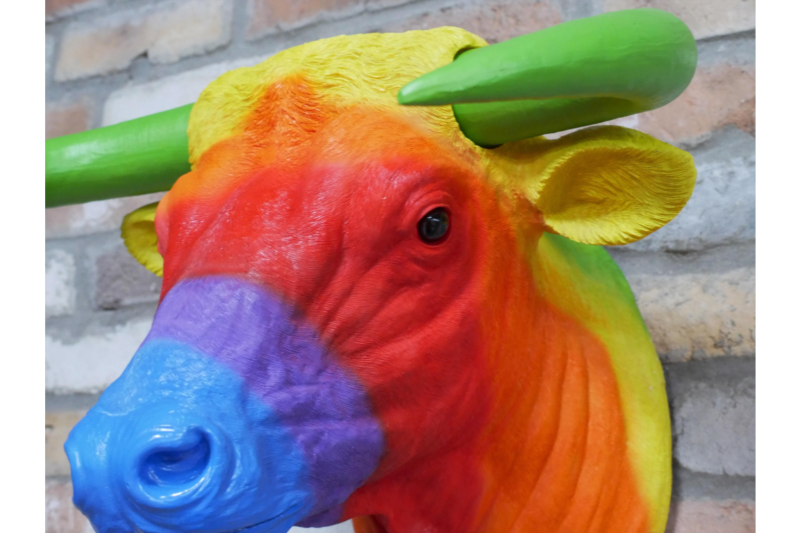 Rainbow Wall Mounted Bull Head - Copperwood Home