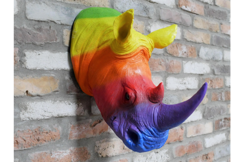 Rainbow Wall Mounted Rhino Head - Copperwood Home